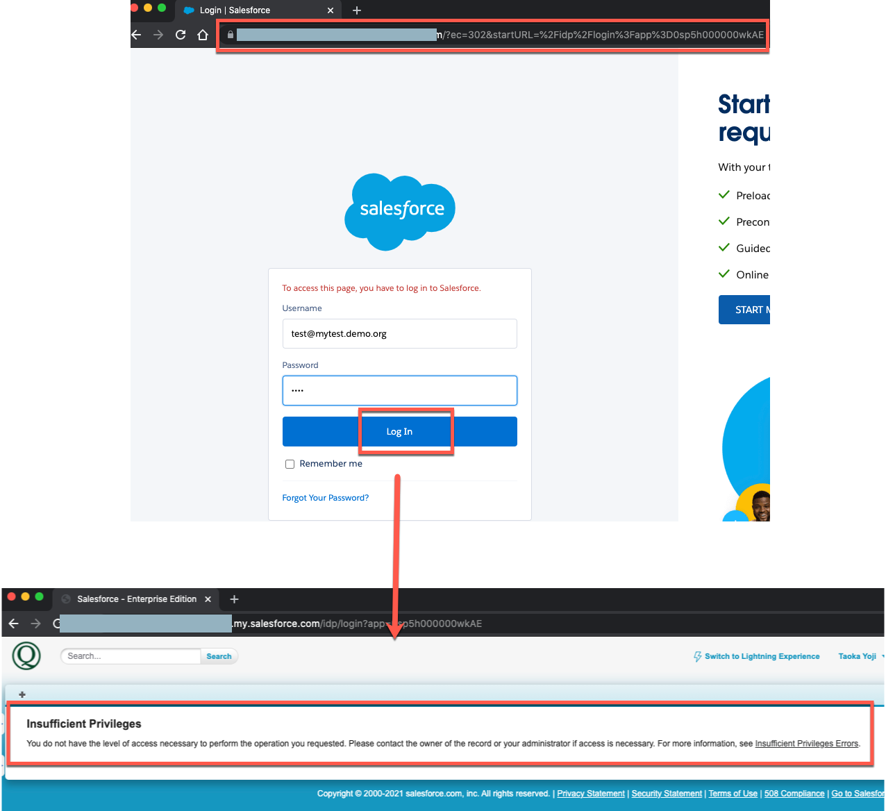 Error Insufficient Privileges when using Salesforce IdP SAML SSO With ...