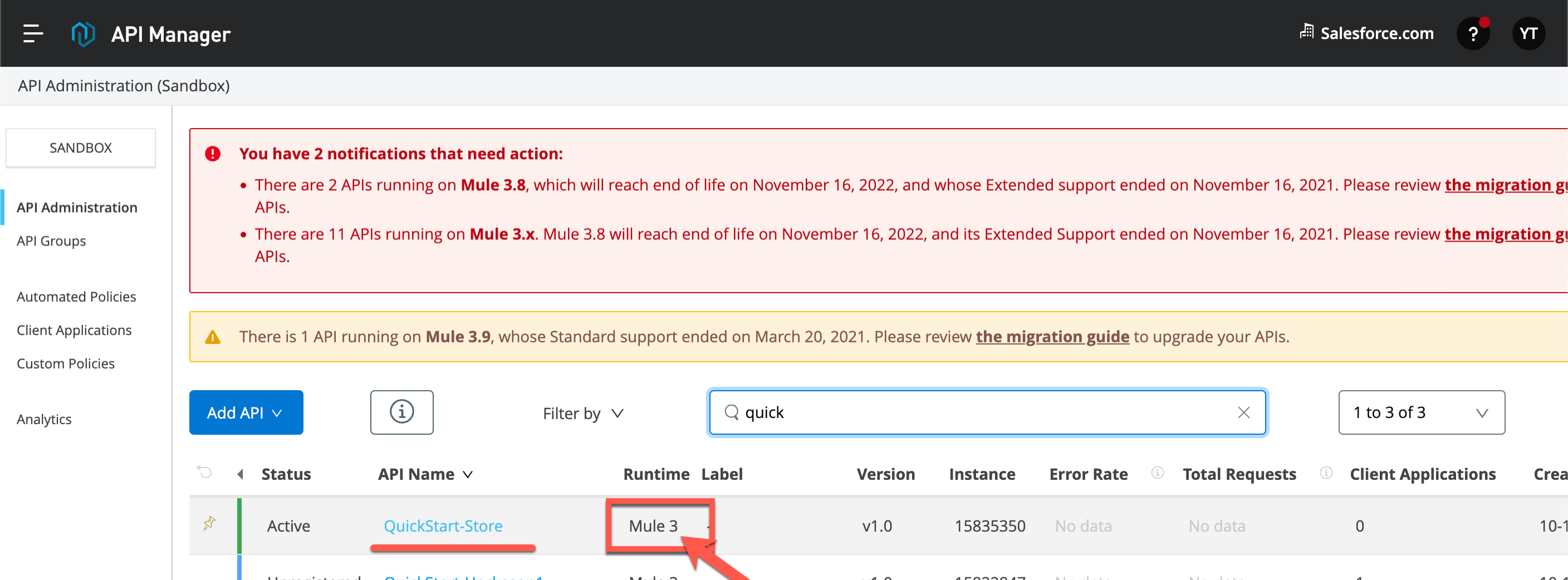 API Manager shows Mule 3 but endpoint CloudHub app is Mule 4 | MuleSoft ...