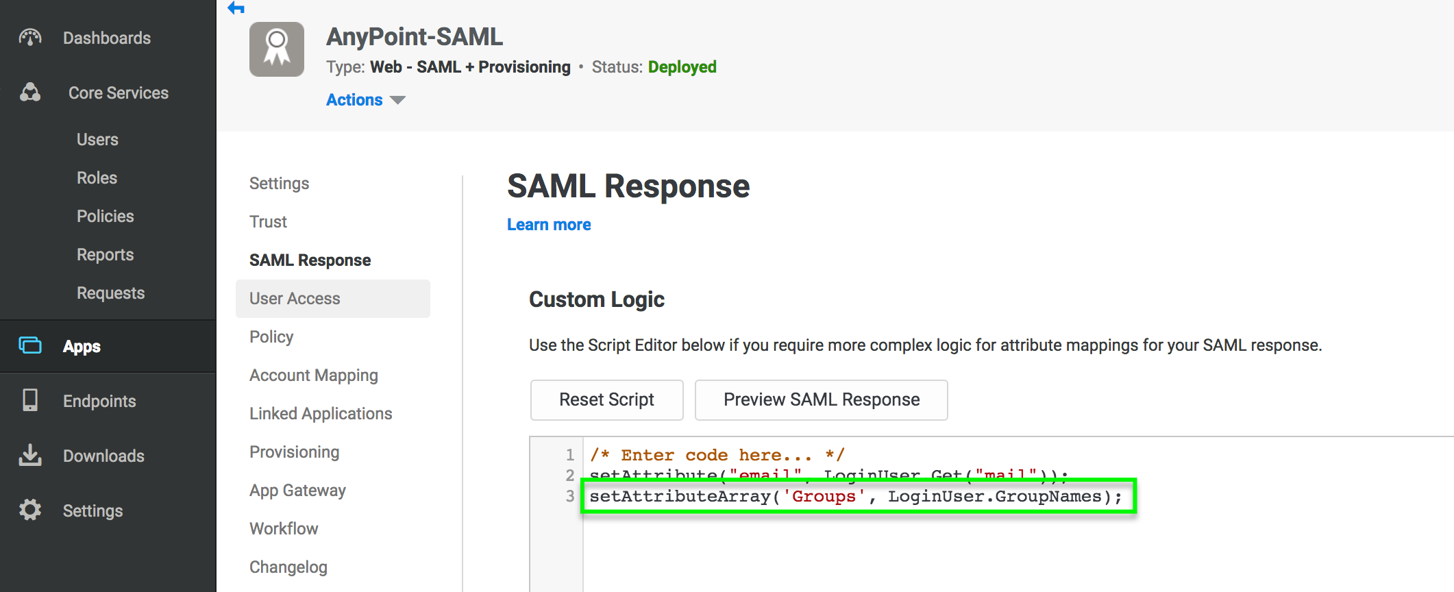 How to set up multiple group mappings for SSO users to AnyPoint Platform in Centrify | MuleSoft ...