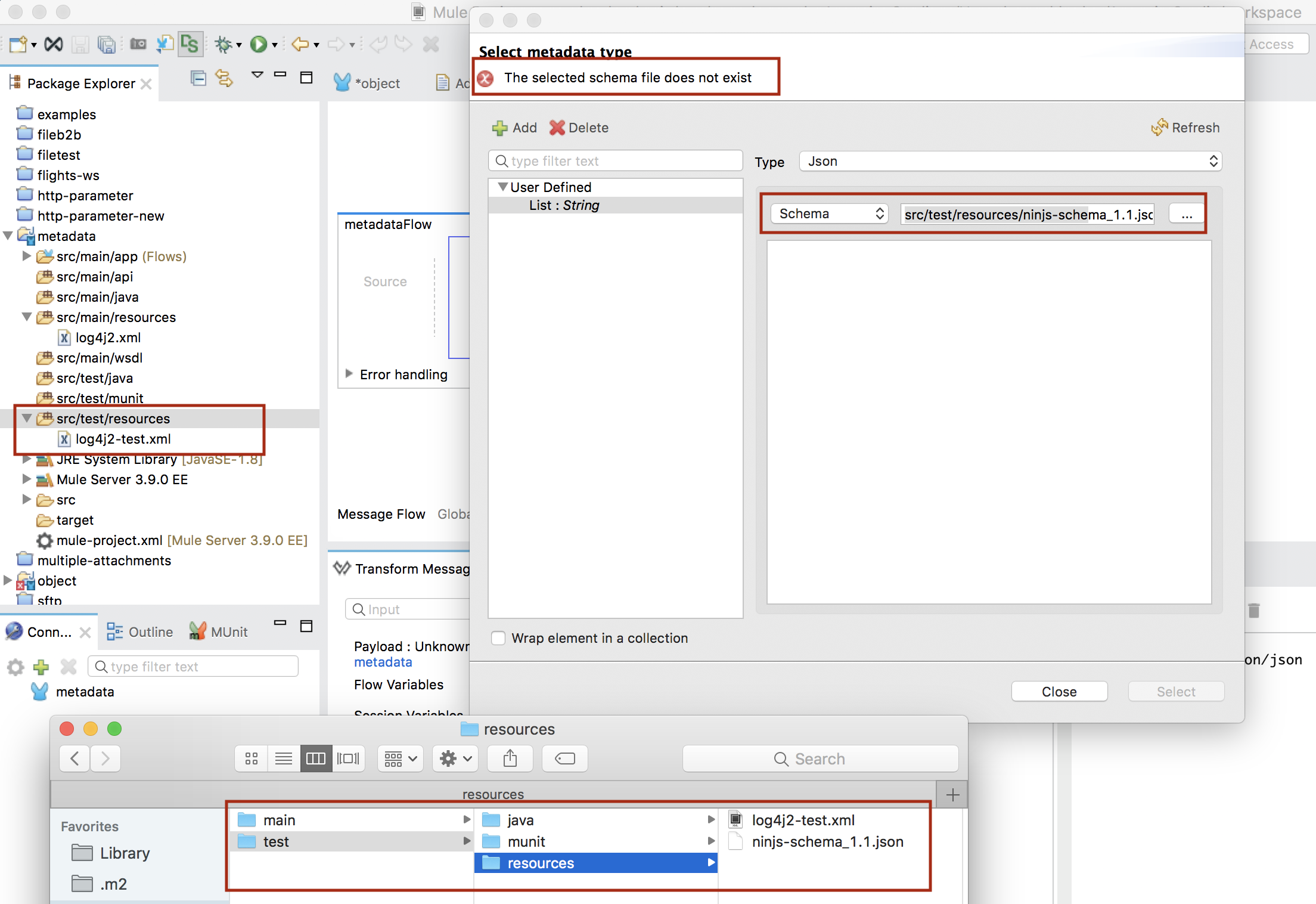 Select metadata type dialog - file does not exist when selecting a file ...